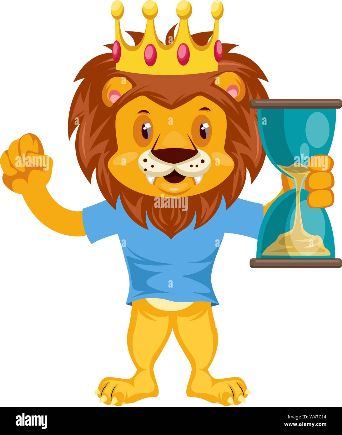 Lion with sand clock, illustration, vector on white background Stock ...