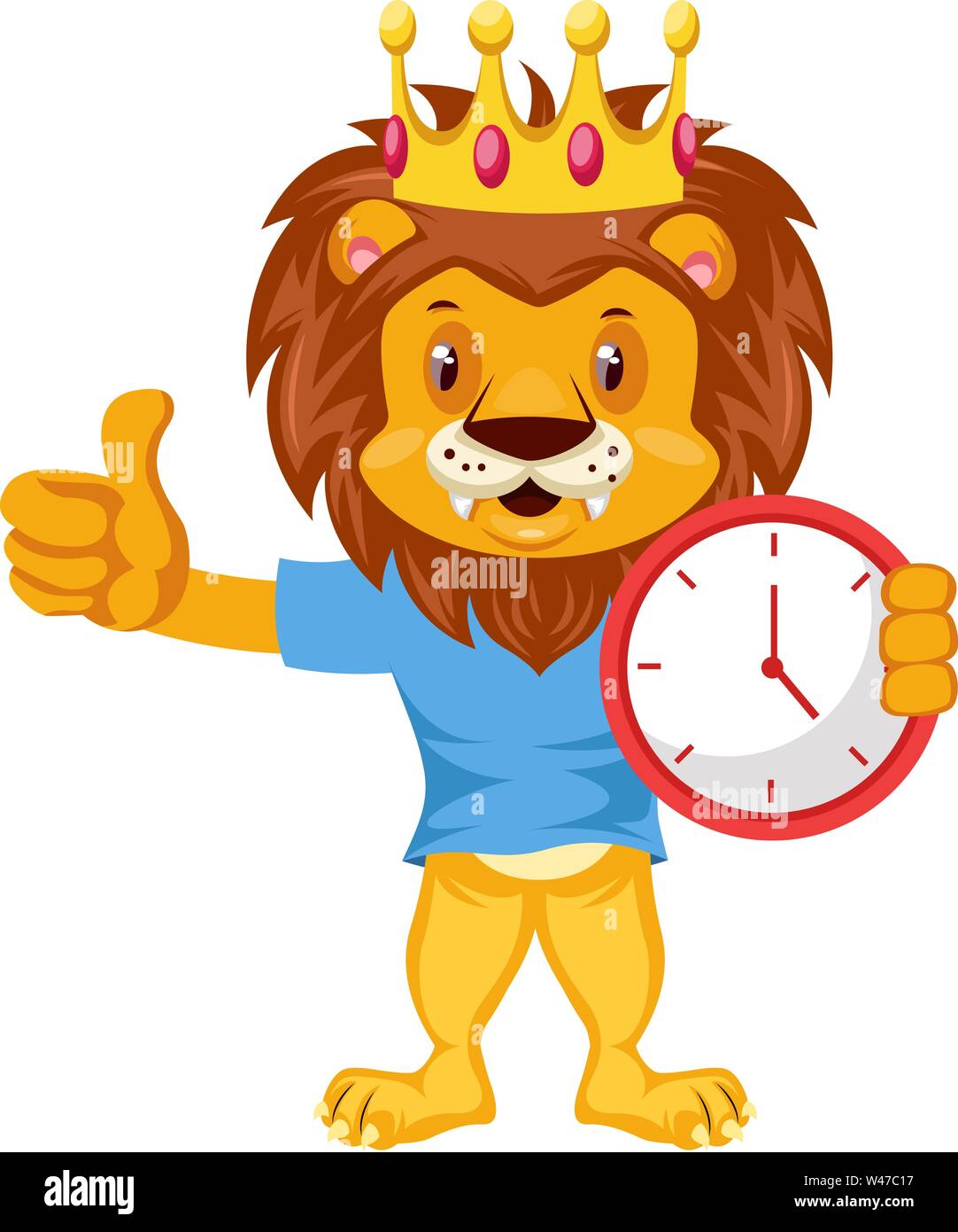 Lion with clock, illustration, vector on white background Stock Vector ...