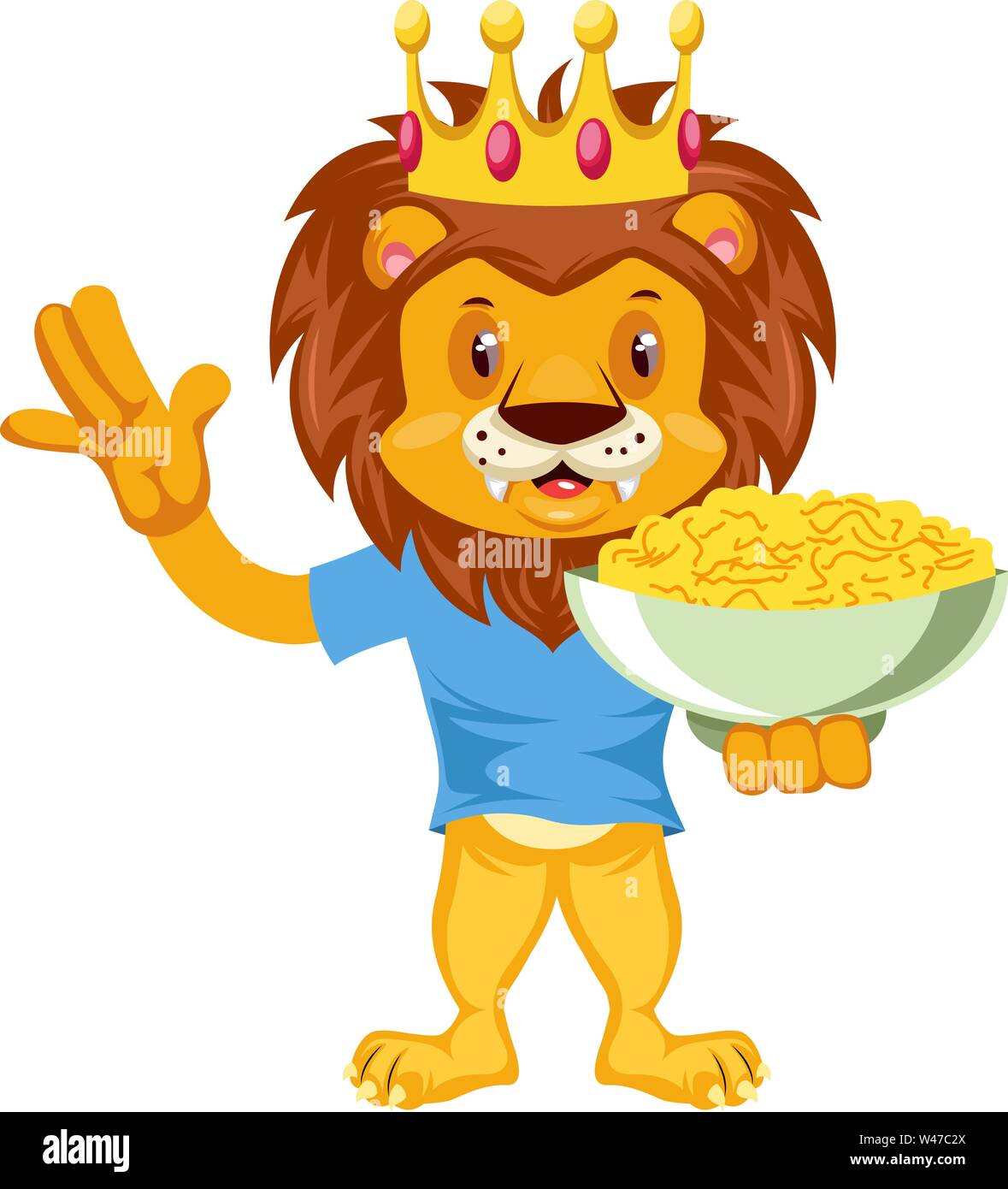 Lion with snacks, illustration, vector on white background Stock Vector ...