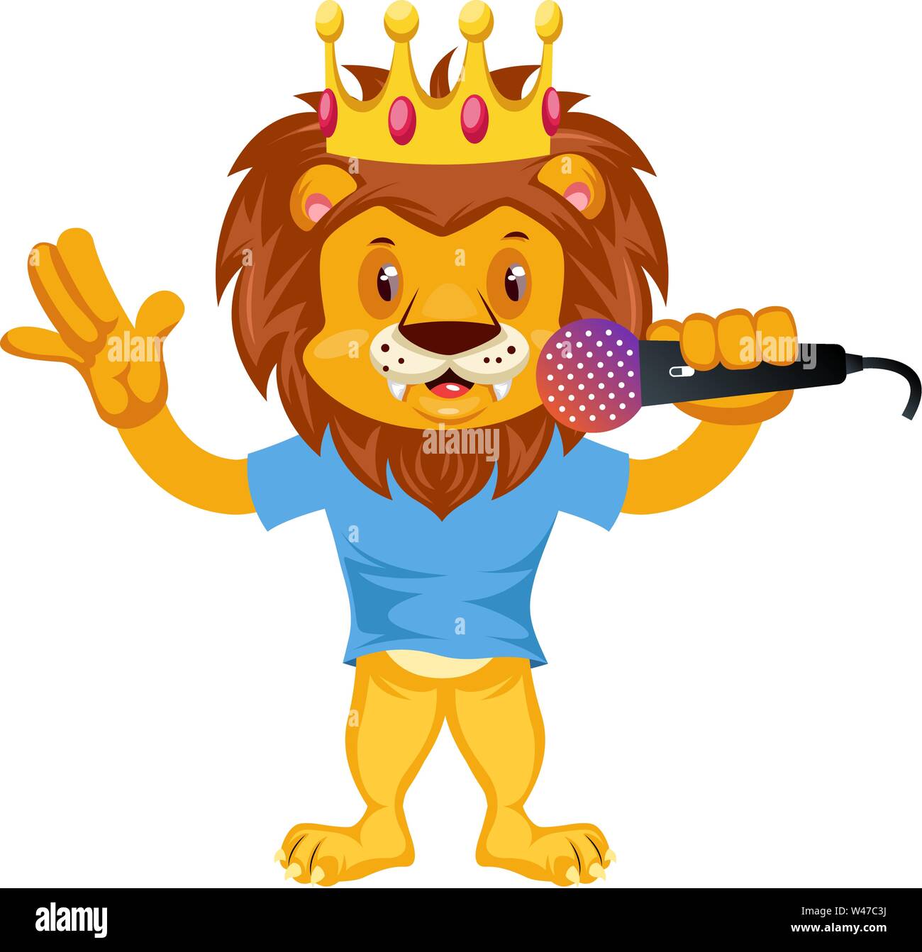 Lion with microphone, illustration, vector on white background Stock ...