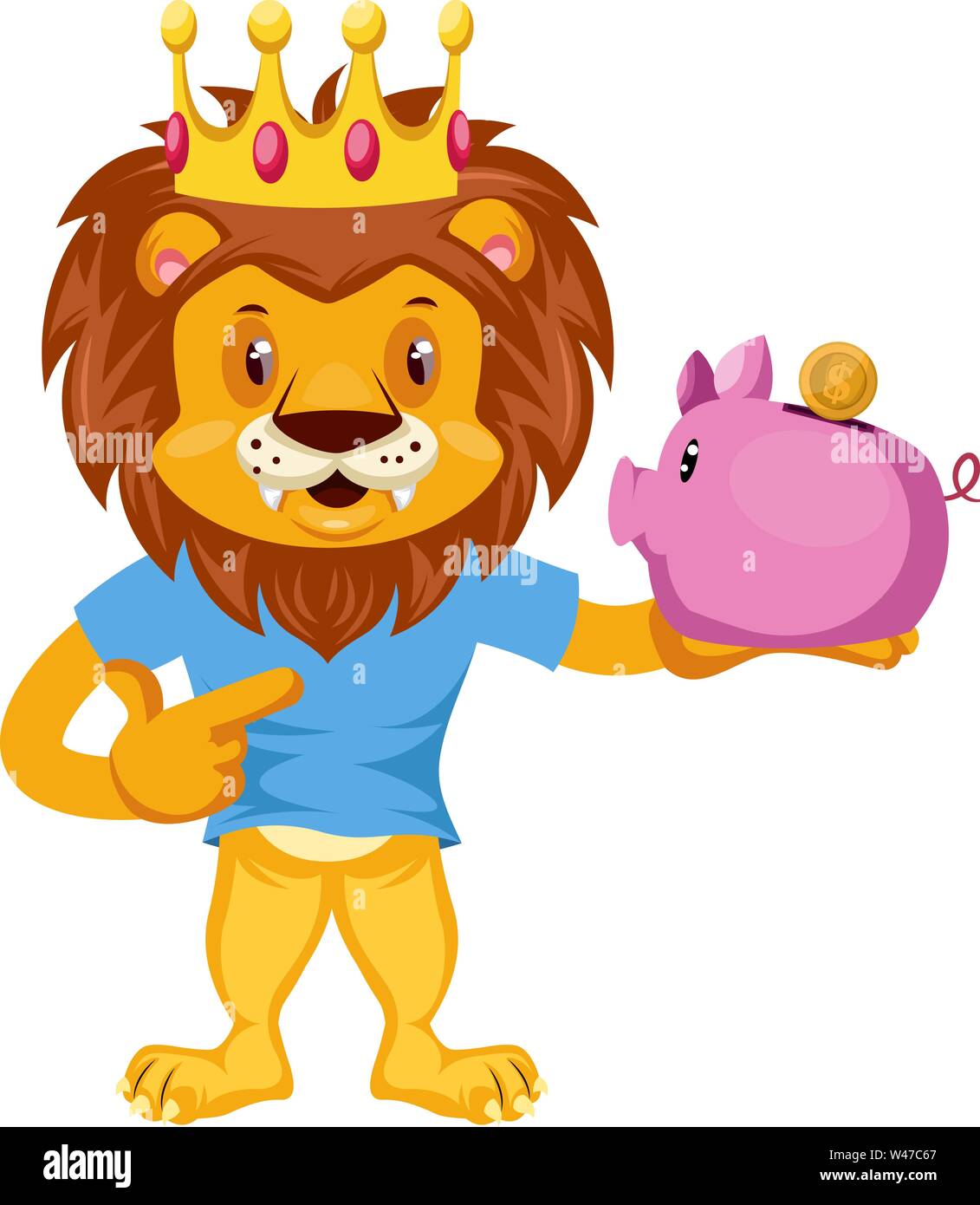 Lion with piggy bank, illustration, vector on white background Stock Vector Image & Art - Alamy