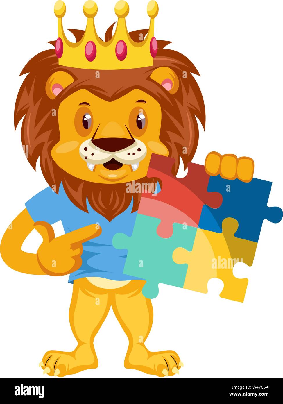 Lion with puzzle, illustration, vector on white background Stock Vector ...