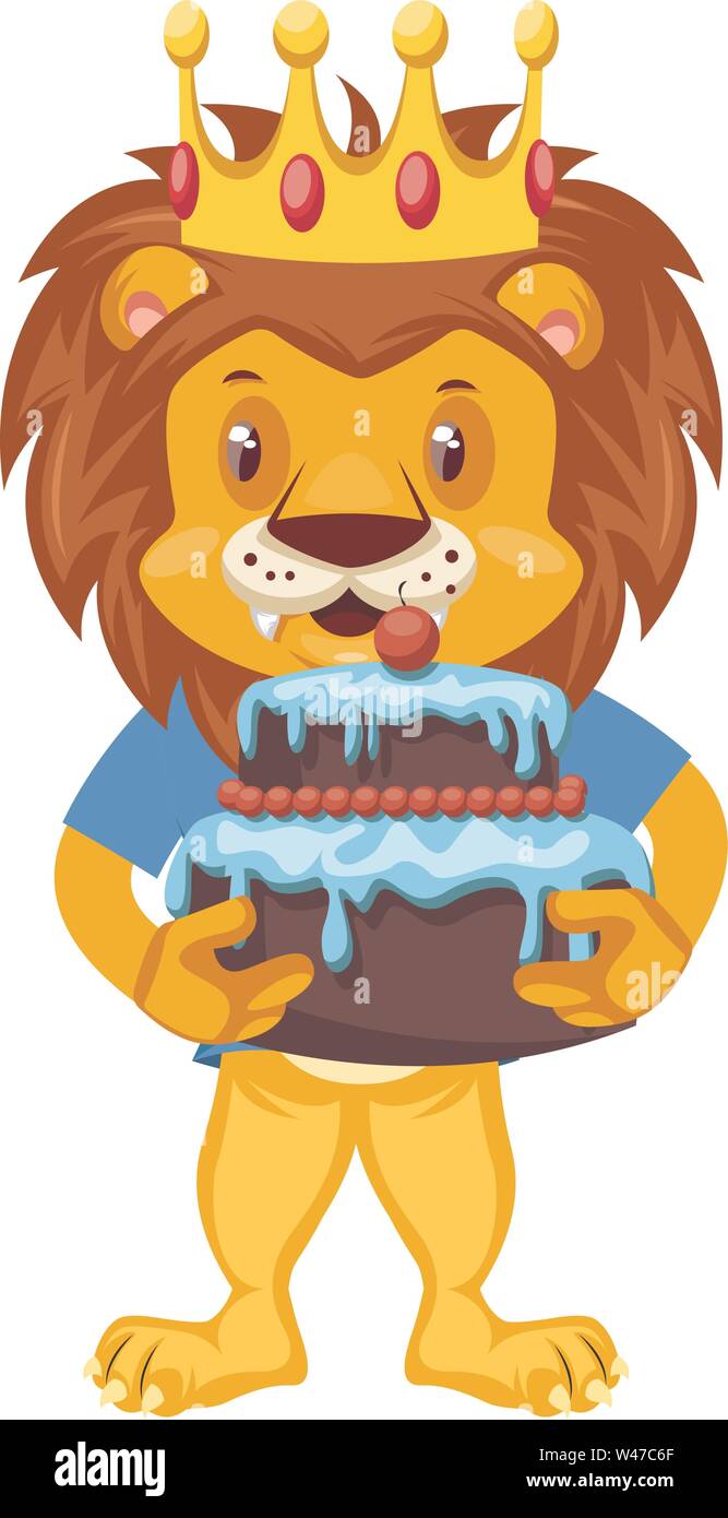 Cartoon illustration lion birthday cake hi-res stock photography and ...