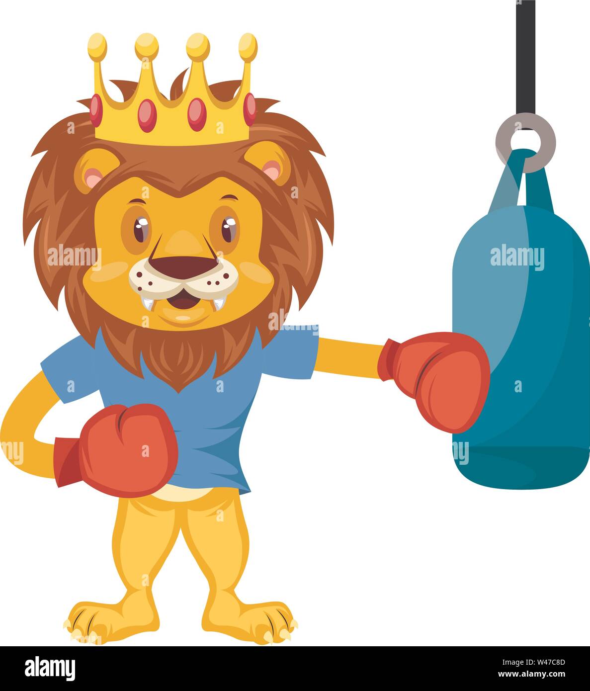 Lion boxing, illustration, vector on white background Stock Vector ...
