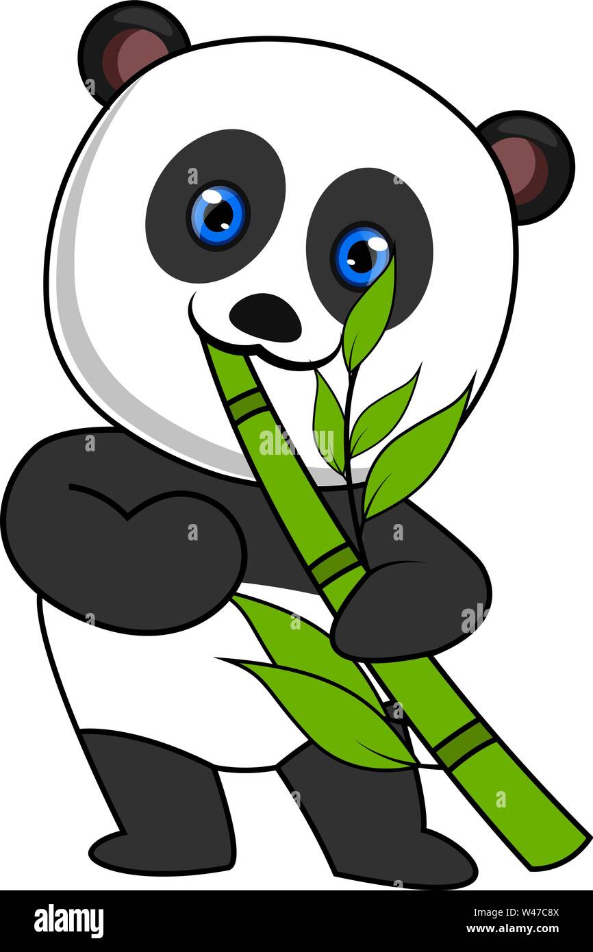 Panda Eating Bamboo Illustration Vector On White Background Stock Vector Image And Art Alamy