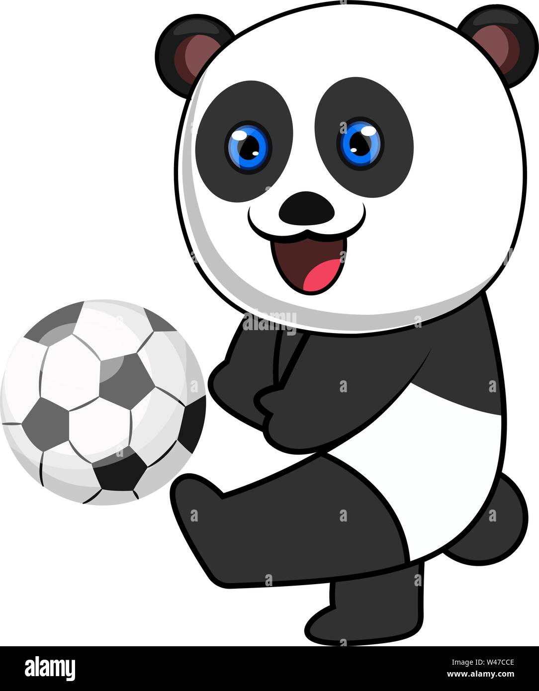 Panda with football ball, illustration, vector on white background ...