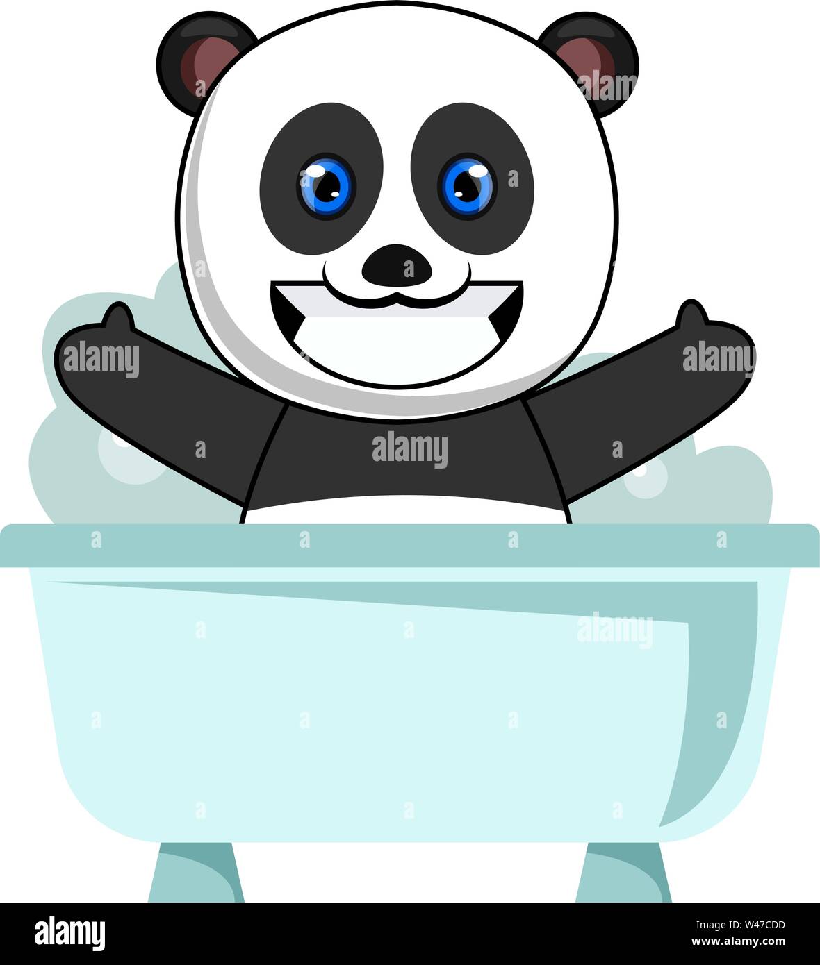Panda taking bath, illustration, vector on white background Stock ...