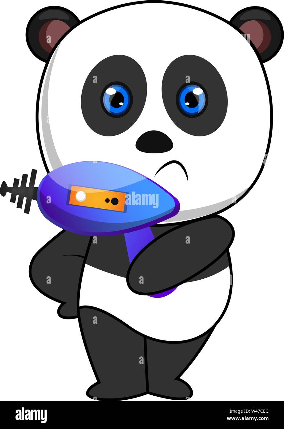 Panda with laser gun, illustration, vector on white background Stock ...