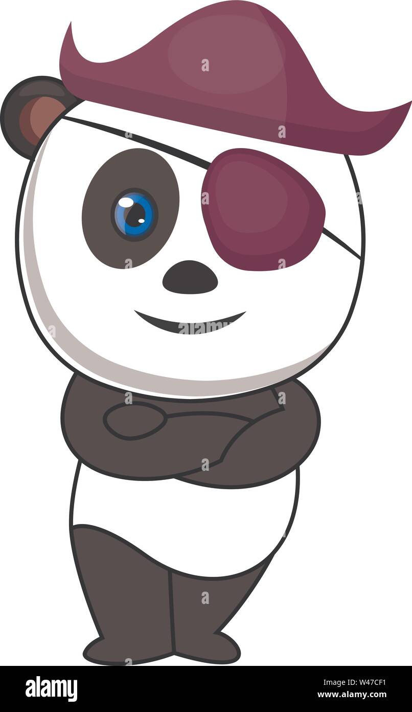 Pirate panda, illustration, vector on white background Stock Vector ...