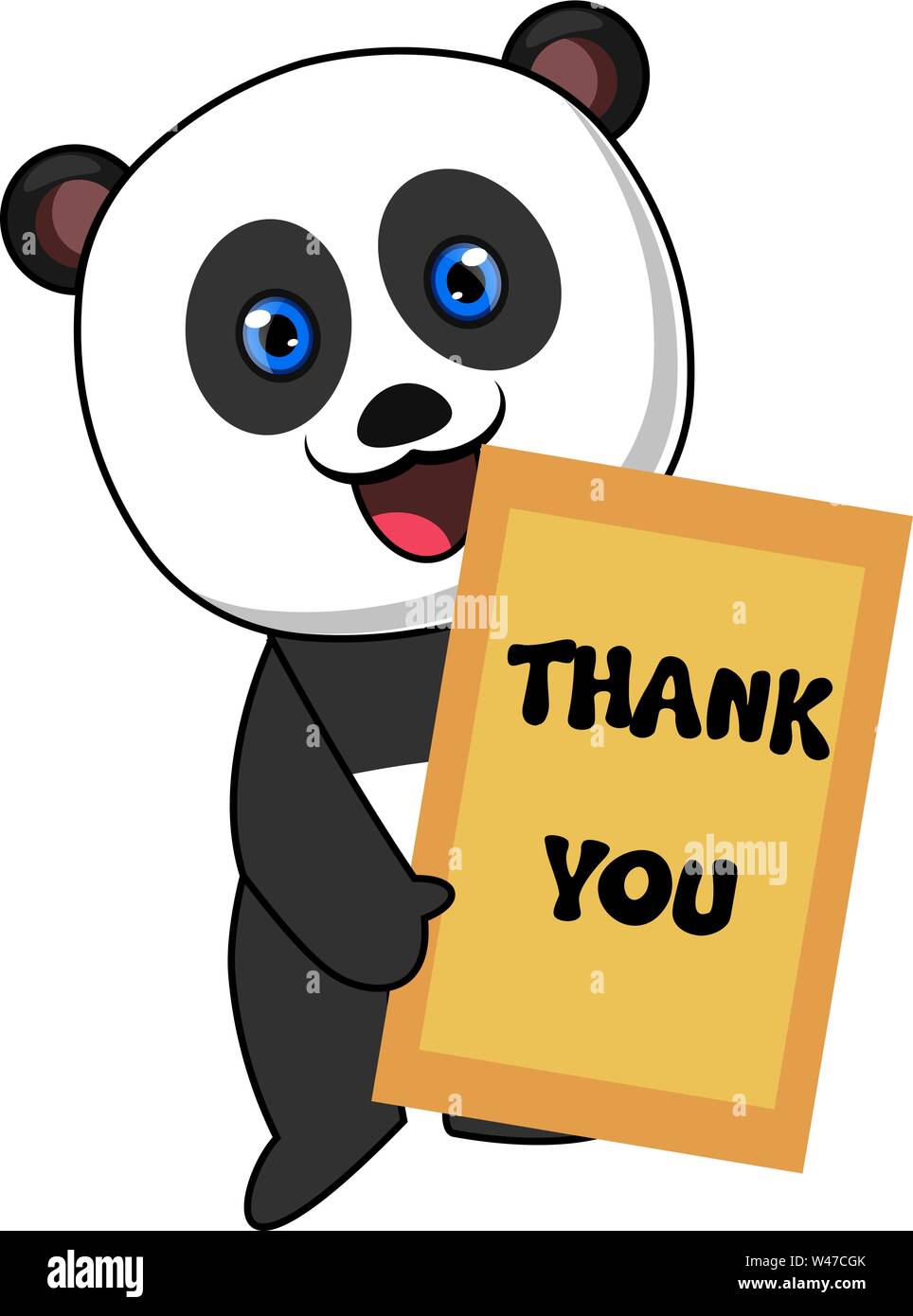 Panda with thank you sign, illustration, vector on white background ...