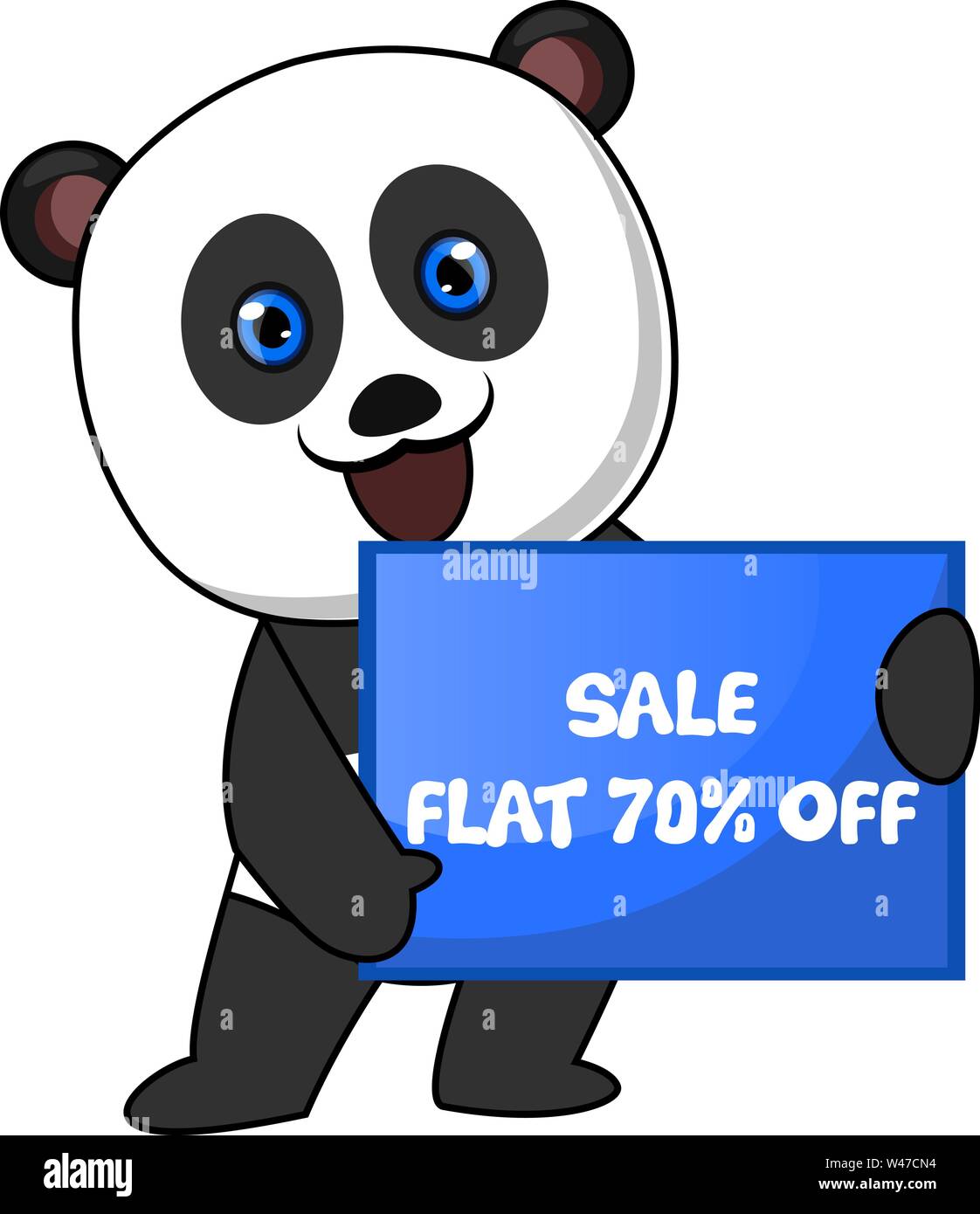 Panda with sale sign, illustration, vector on white background Stock ...