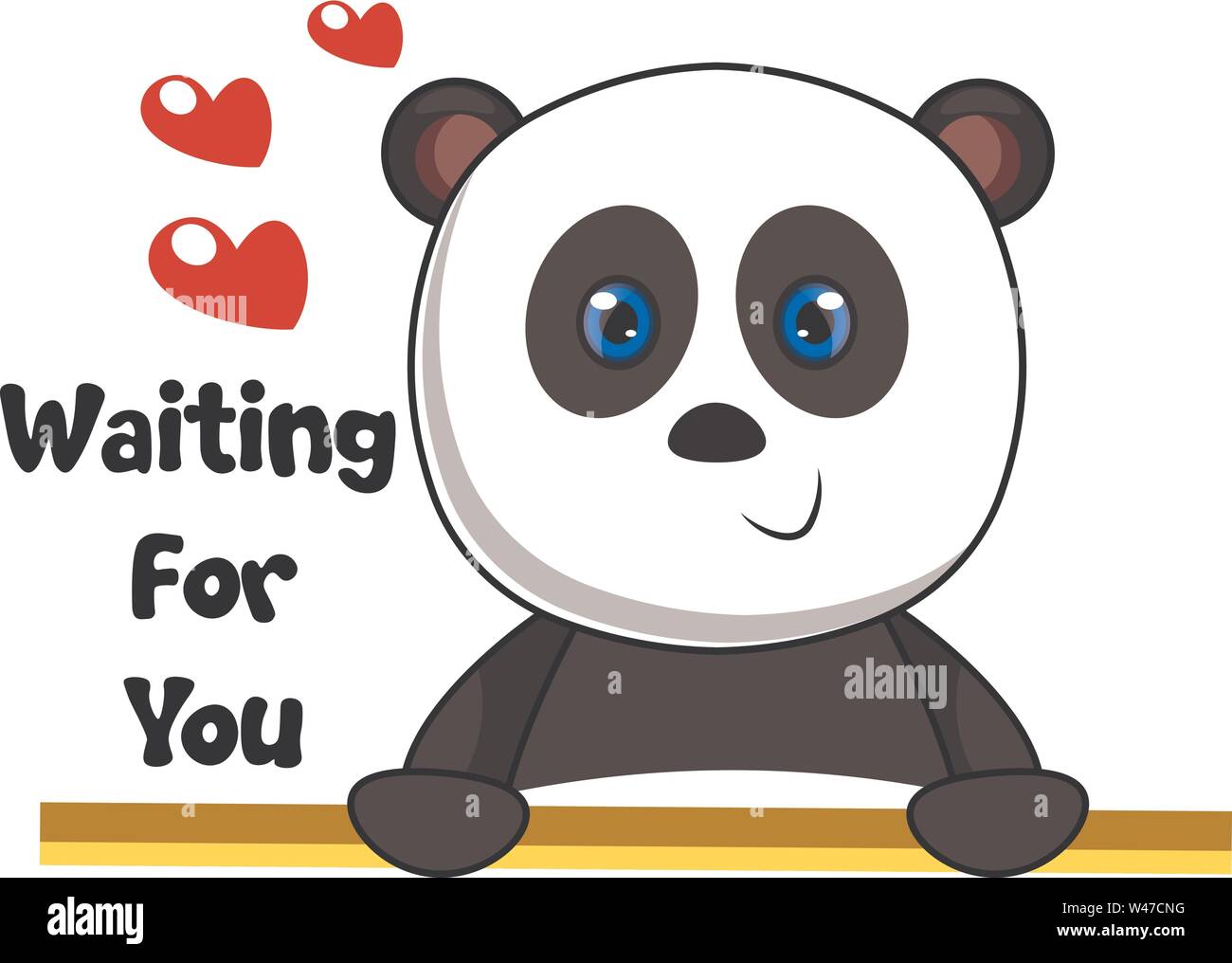 Panda waiting love, illustration, vector on white background Stock ...