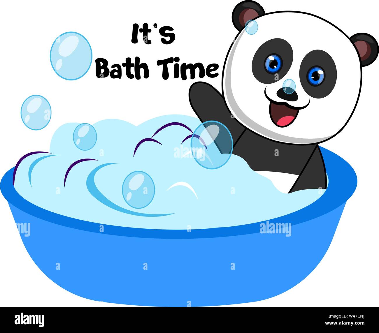 Panda taking bath, illustration, vector on white background Stock ...