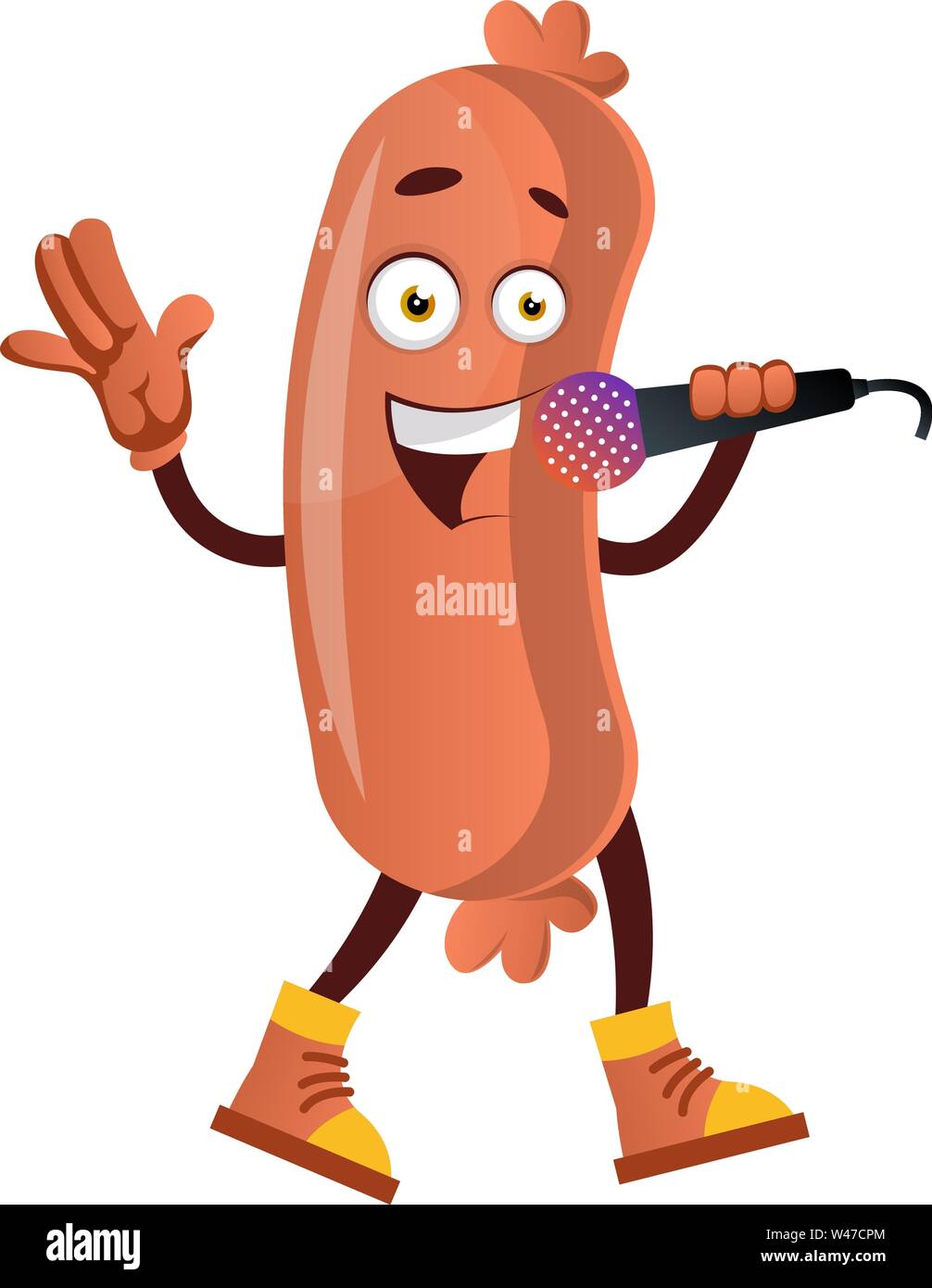 Sausage on microphone, illustration, vector on white background Stock ...