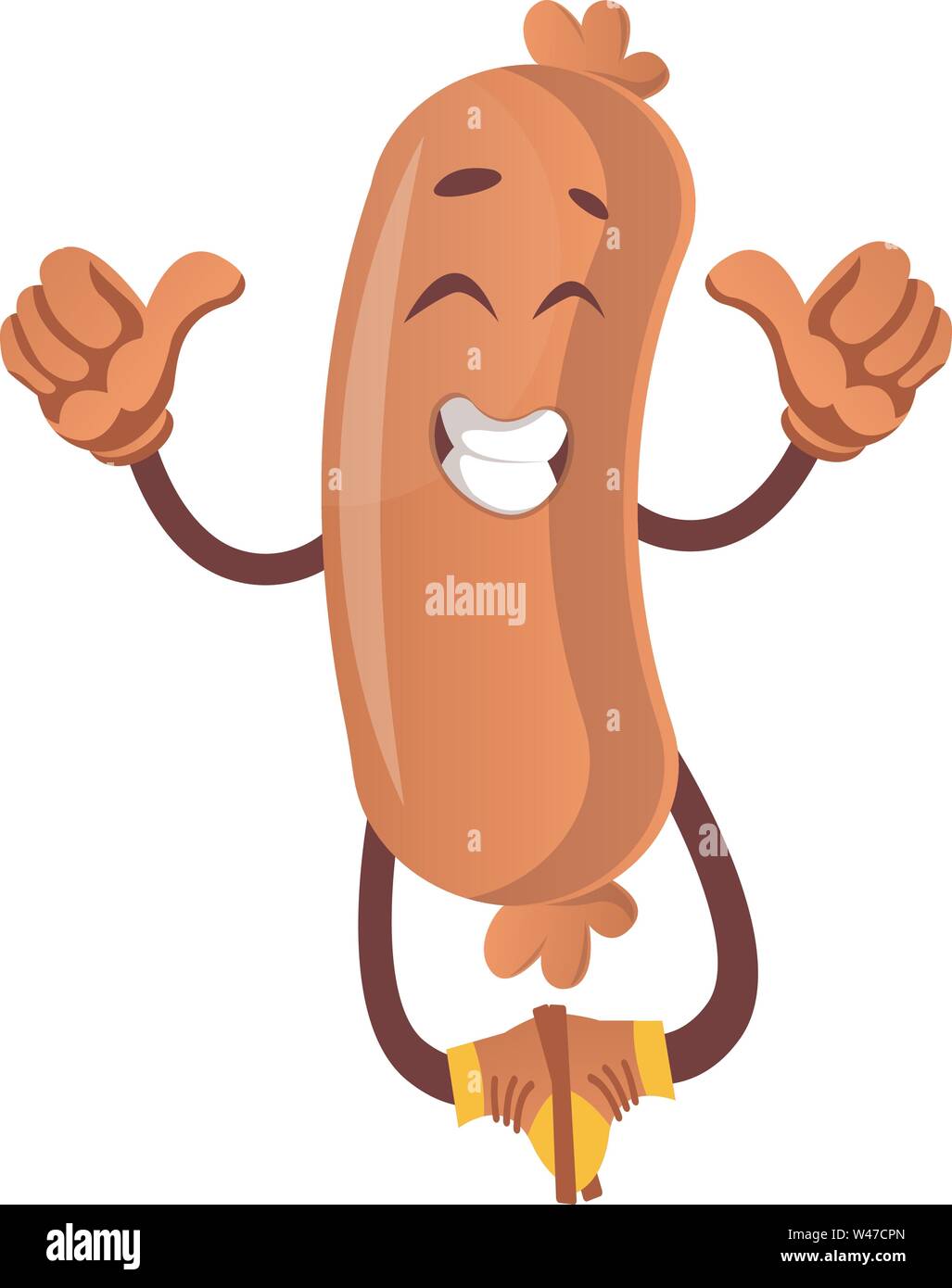 Happy sausage, illustration, vector on white background Stock Vector ...