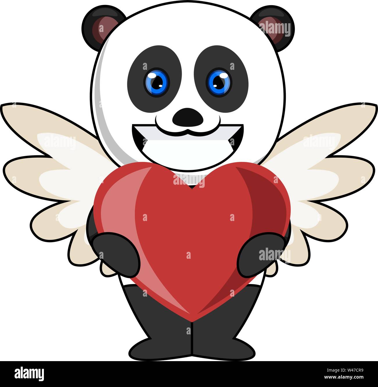 Panda with heart, illustration, vector on white background Stock Vector ...