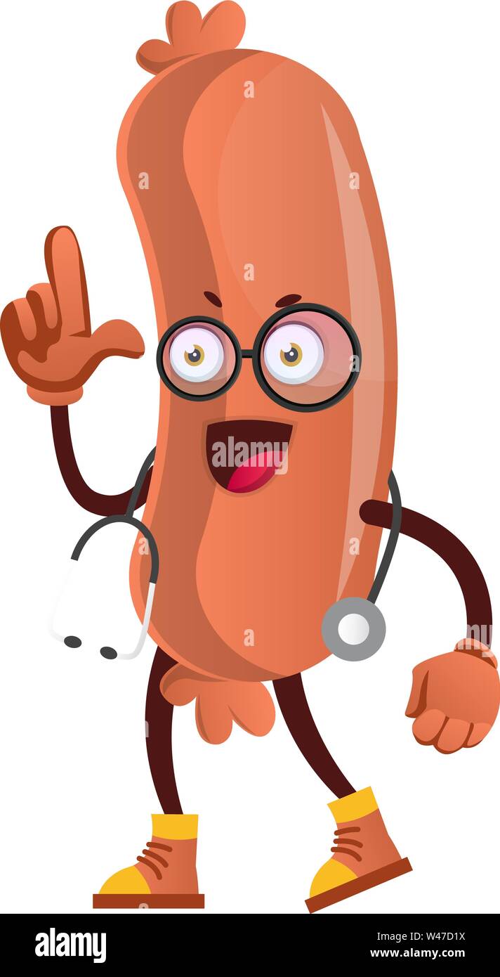 Doctor sausage, illustration, vector on white background Stock Vector ...