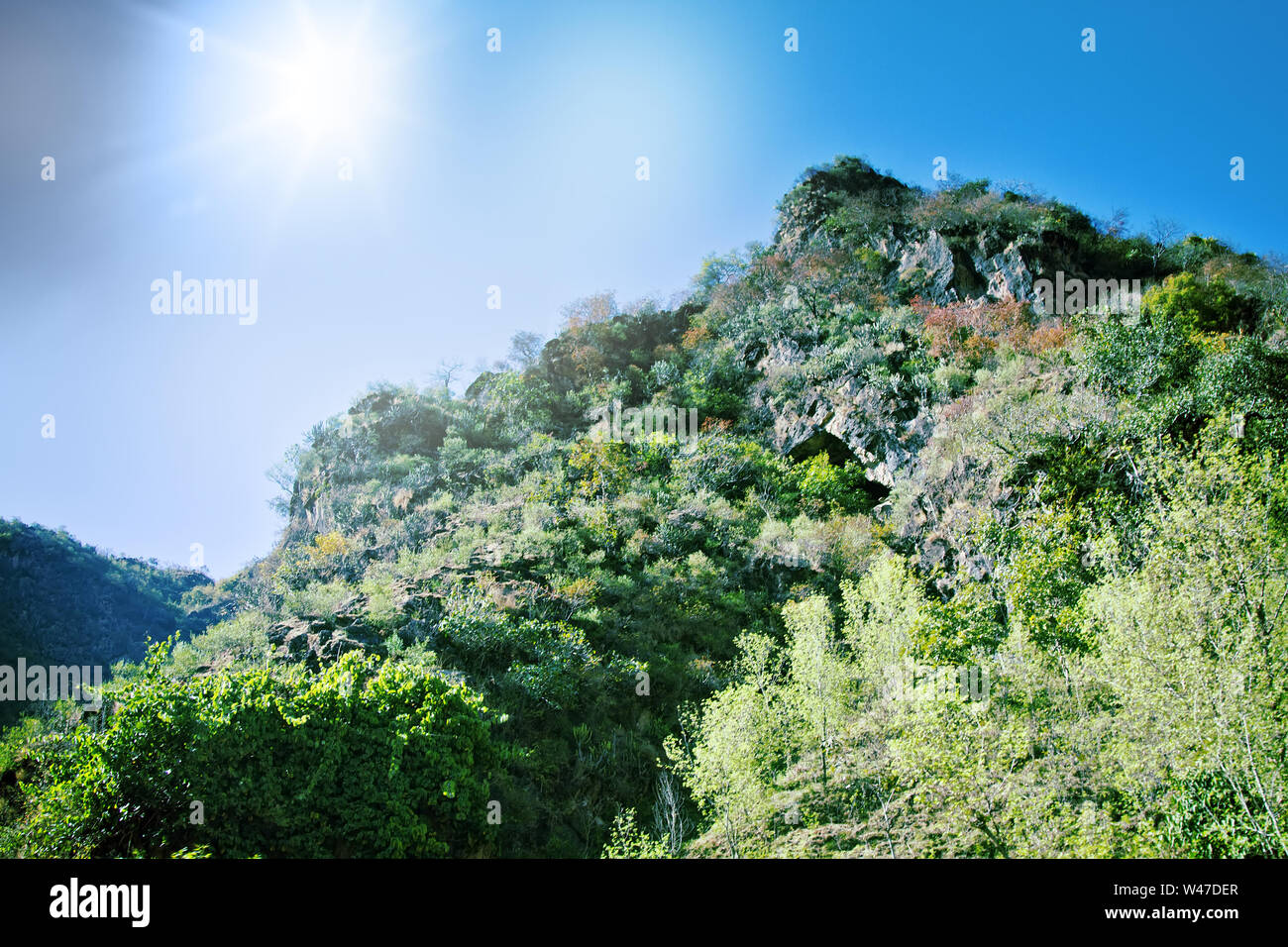 Lesser Himalayas. Mountain landscapes of spring time with peaks and ...
