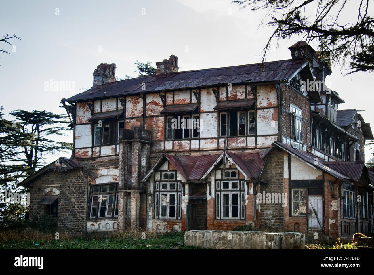 House (mansion) in colonial style: exterior and interior, surrounded by ...