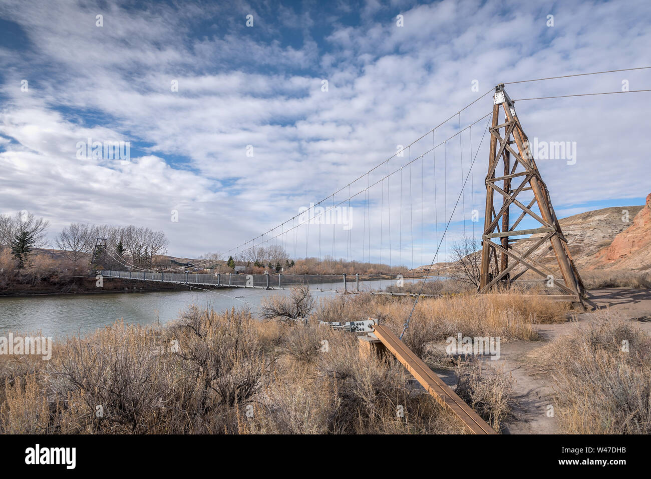 Pedestrian Bridge across the Red Deer River at Rosedale, Alberta ...