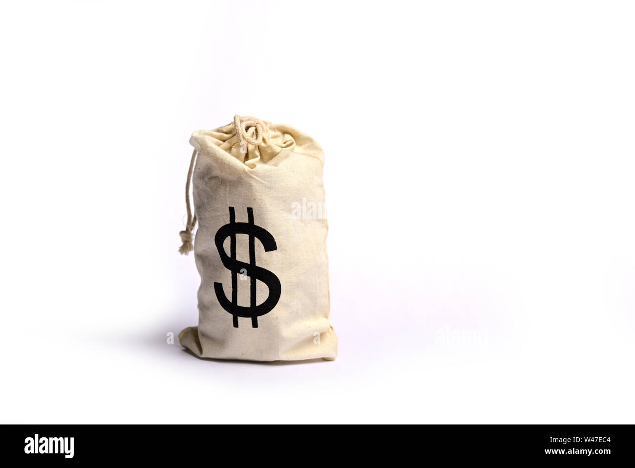 Paper currency sack in a bag with dollar sign isolated on white ...