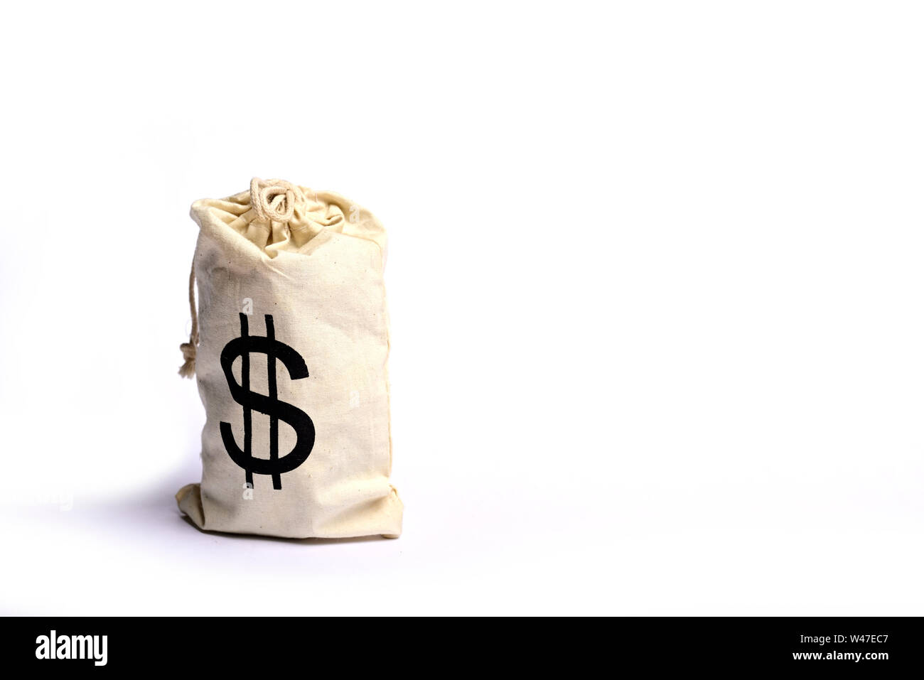 Paper currency sack in a bag with dollar sign isolated on white ...