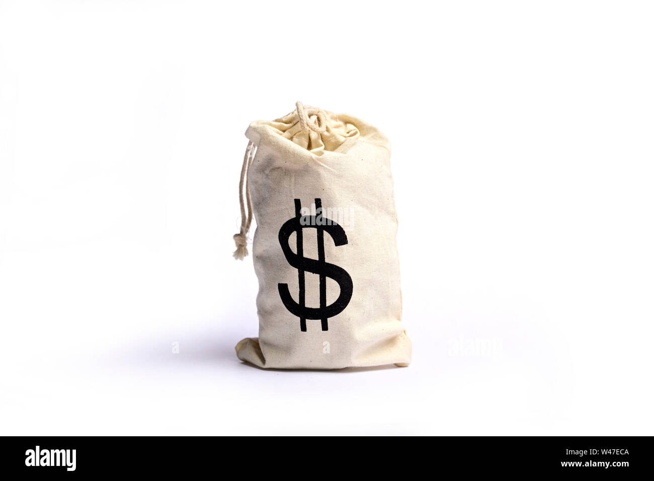 Paper currency sack in a bag with dollar sign isolated on white ...