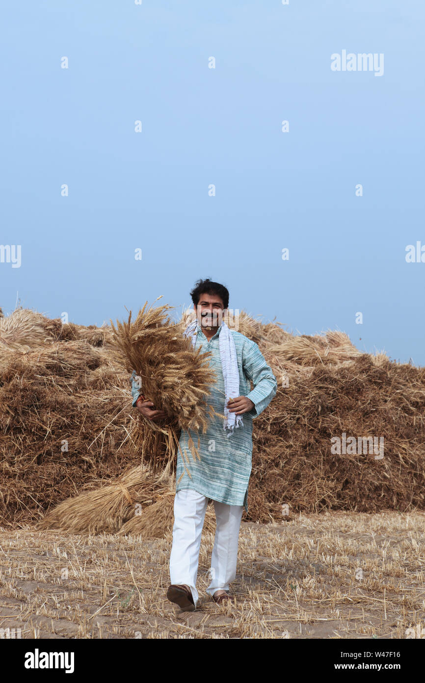 Man carrying bundle wheat hi-res stock photography and images - Alamy