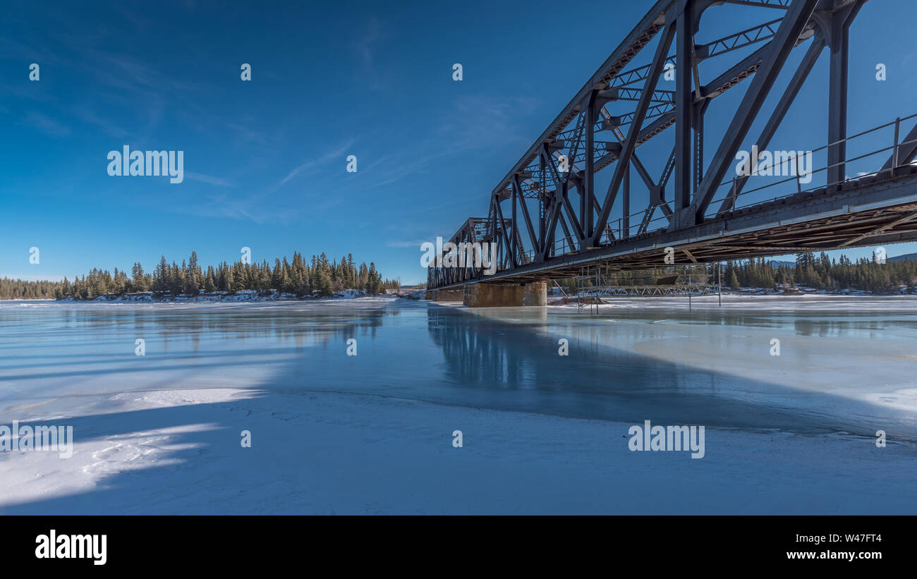 Steel Truss Train Bridge across the Bow River near Exshaw, Alberta ...