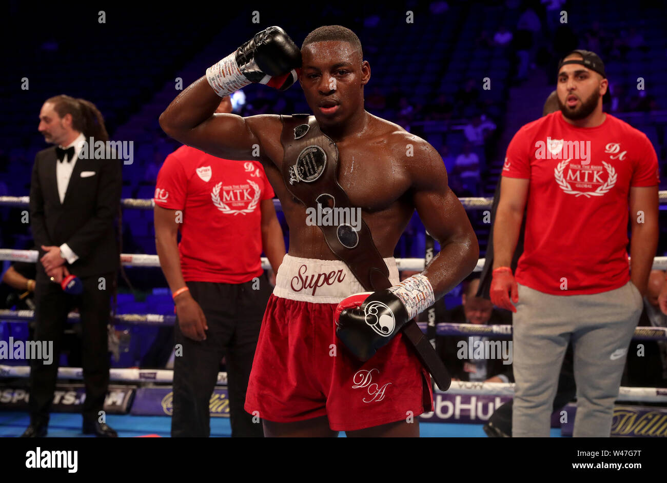Dan Azeez poses for a photo after his victory over Charlie Duffield ...