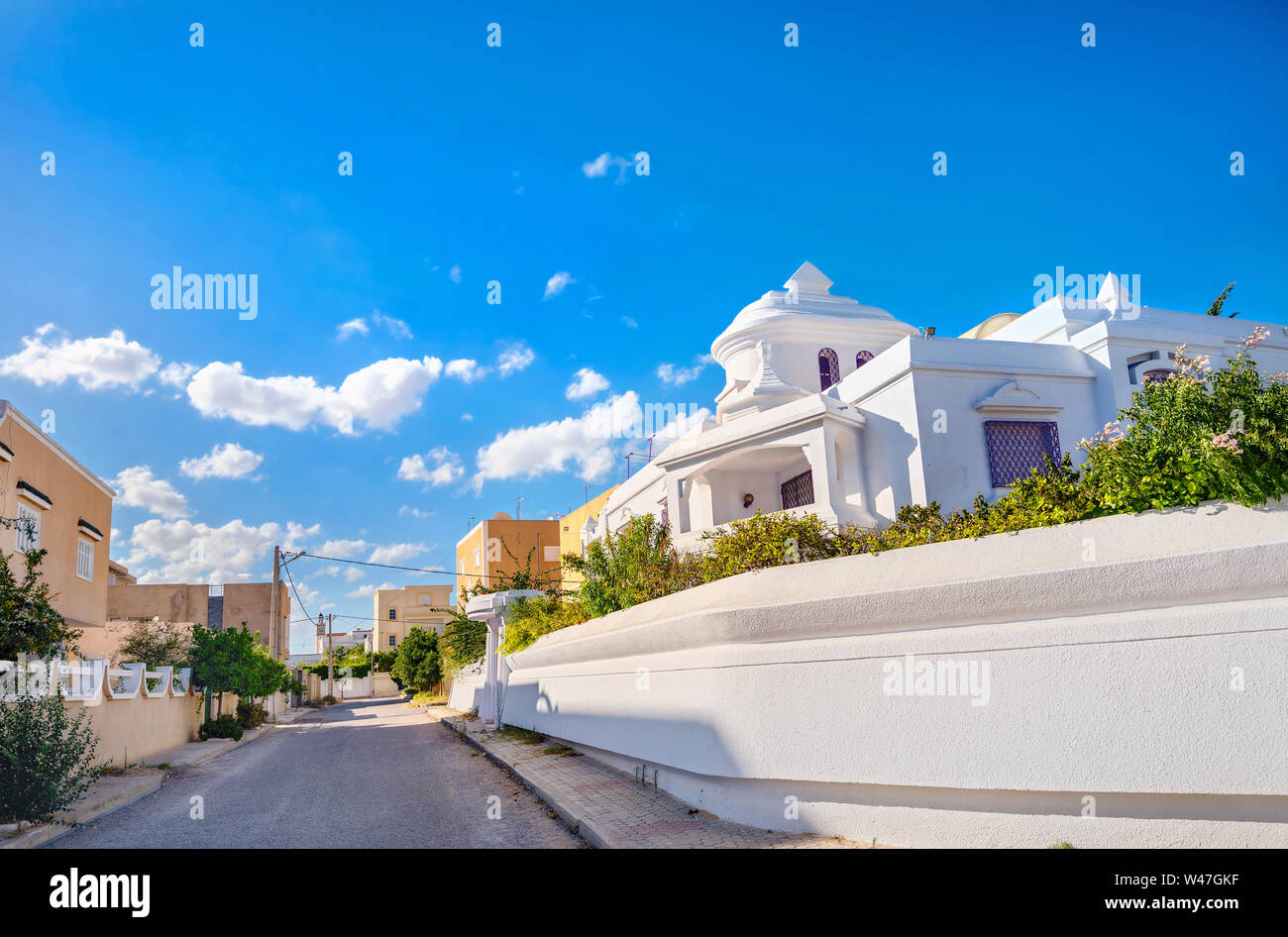 Cityscape with modern architecture in residential district of Nabeul ...