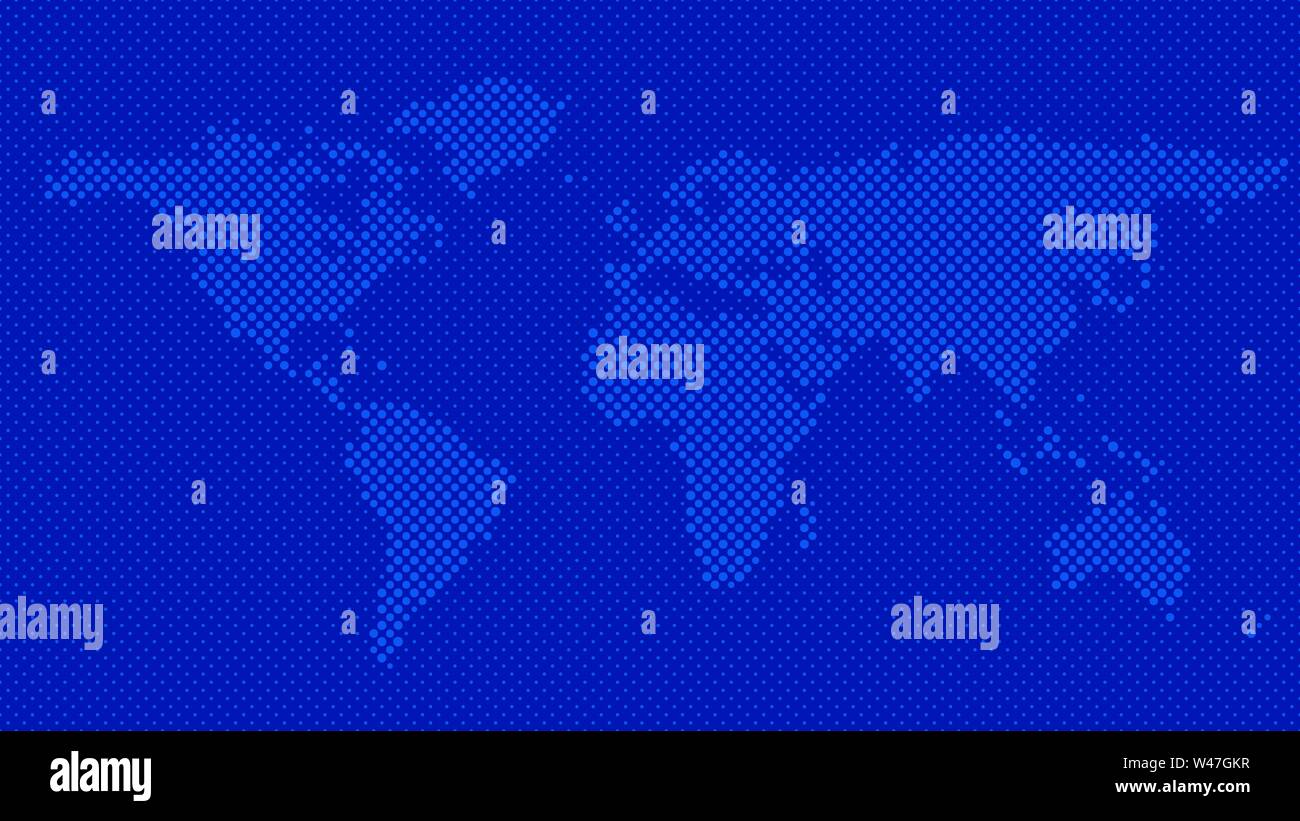 Halftone circle pattern world map background - vector illustration ...