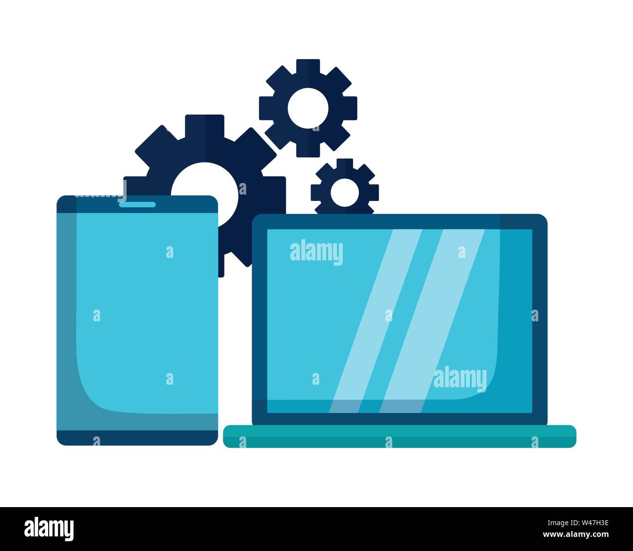 smartphone laptop settings gears icons Stock Vector Image & Art - Alamy