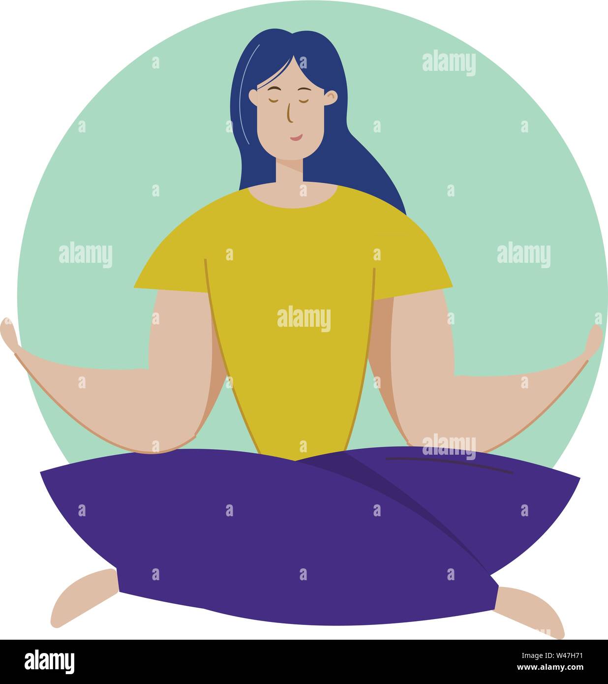 Pretty Young Girl Practices Yoga In The Lotus Position Meditation And