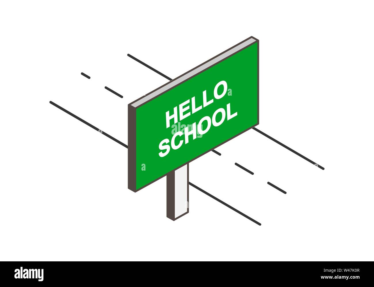 Billboard with the inscription Hello School. Billboard by the road ...