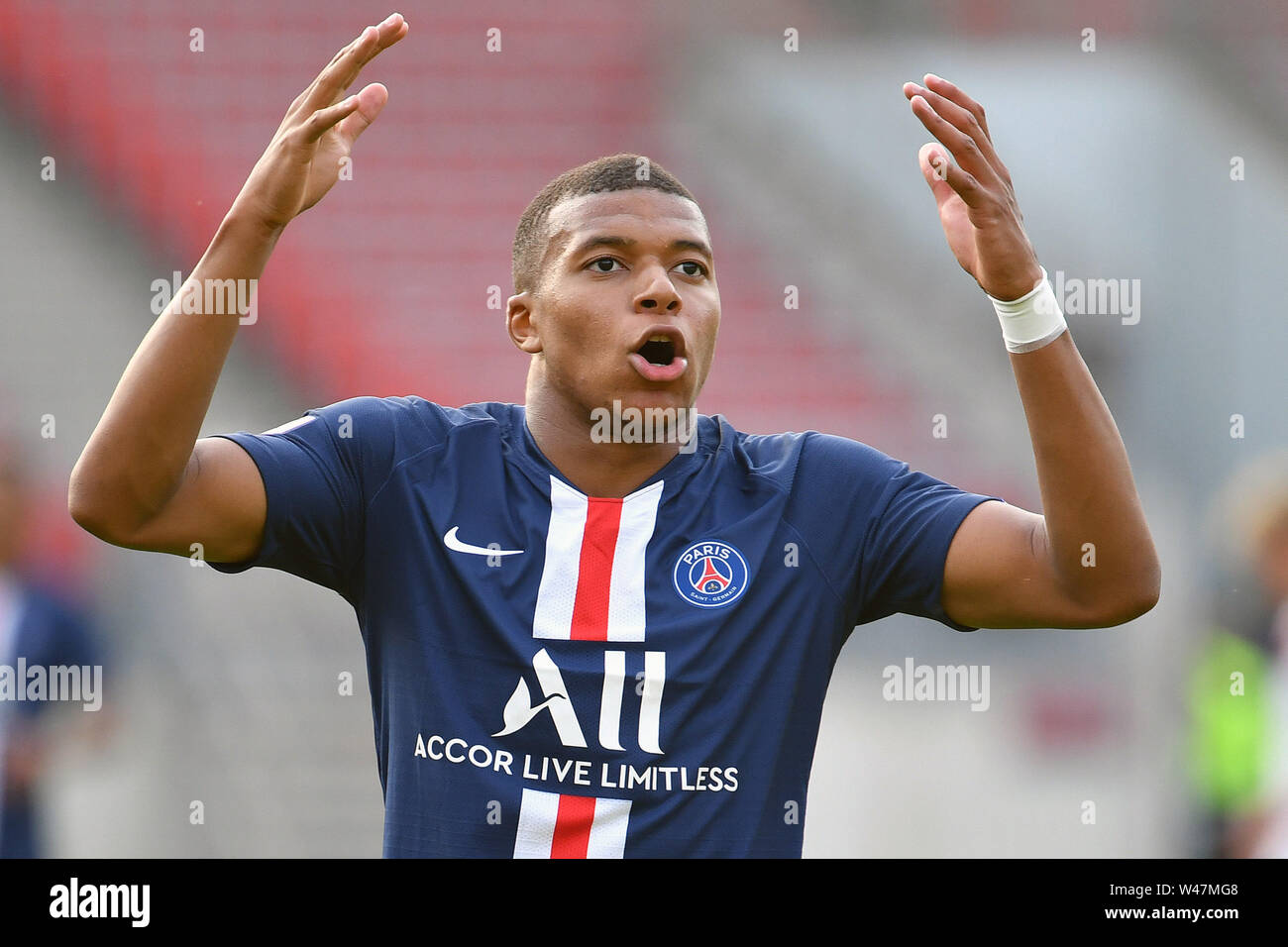 Nuremberg, Deutschland. 20th July, 2019. Kylian MBAPPE (PSG), after ...