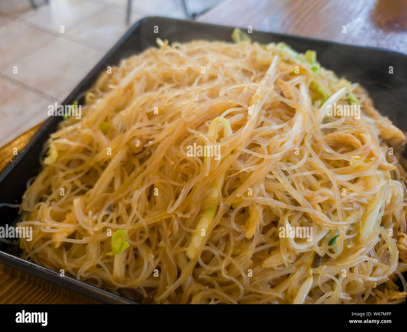 Close up shot of a fried noodle, ate at Los Angeles, California Stock ...