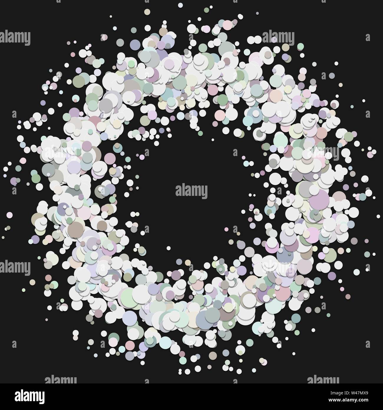Abstract blank confetti circle background template with scattered dots ...