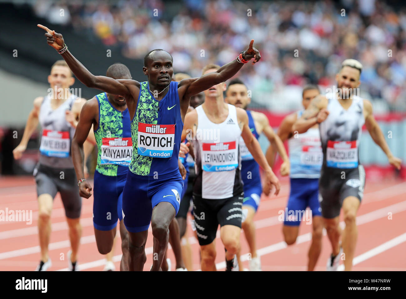London, UK. 20th July 19. Ferguson Cheruiyot ROTICH (Kenya) winner of ...
