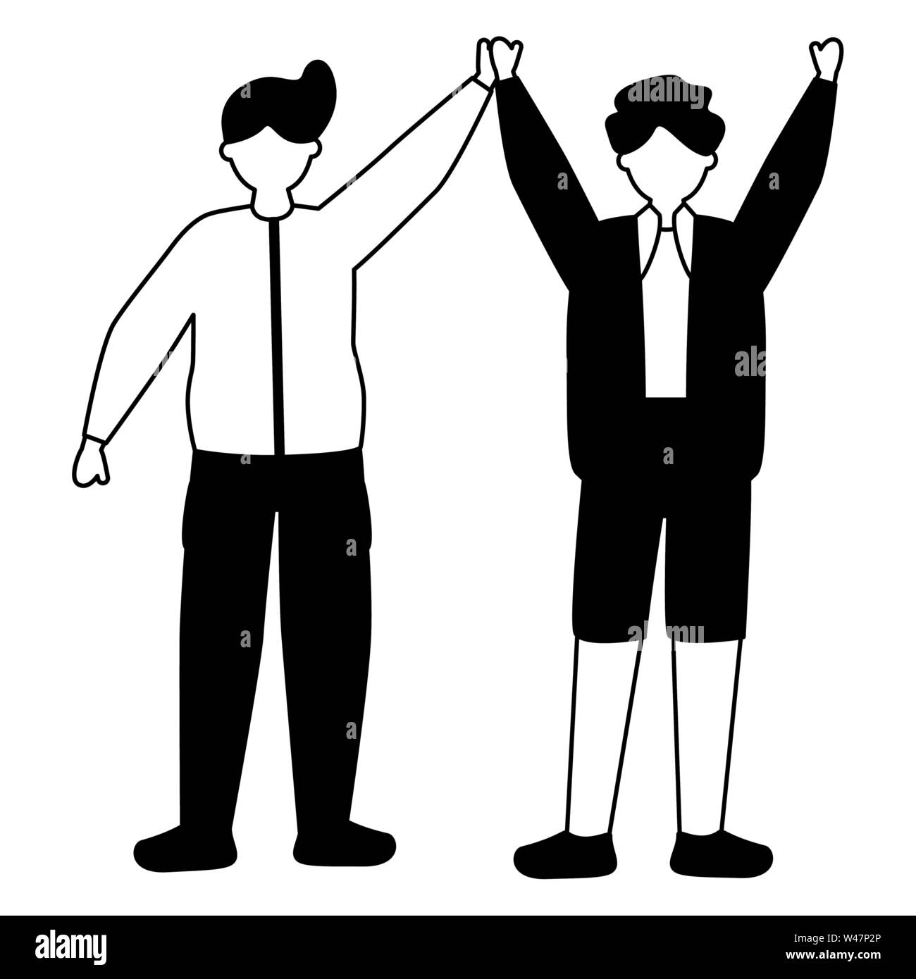 celebrating men hands up characters Stock Vector Image & Art - Alamy