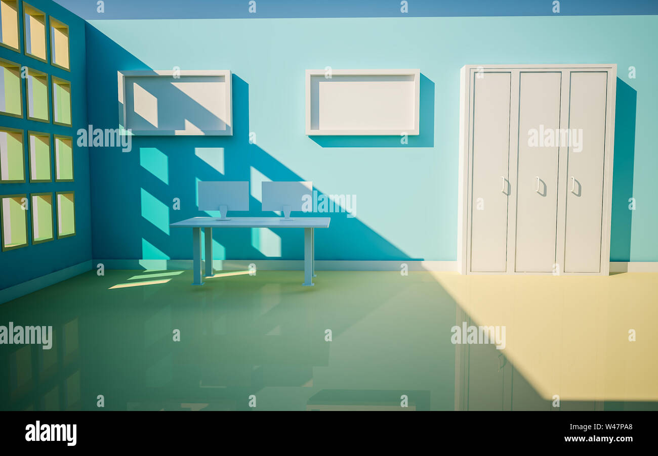 3d office render sunny day Stock Photo - Alamy