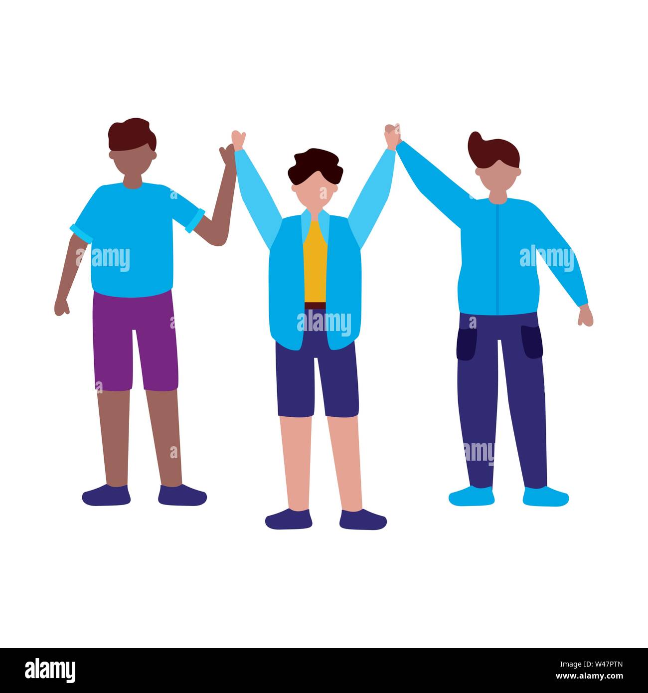 celebrating men hands up characters Stock Vector Image & Art - Alamy