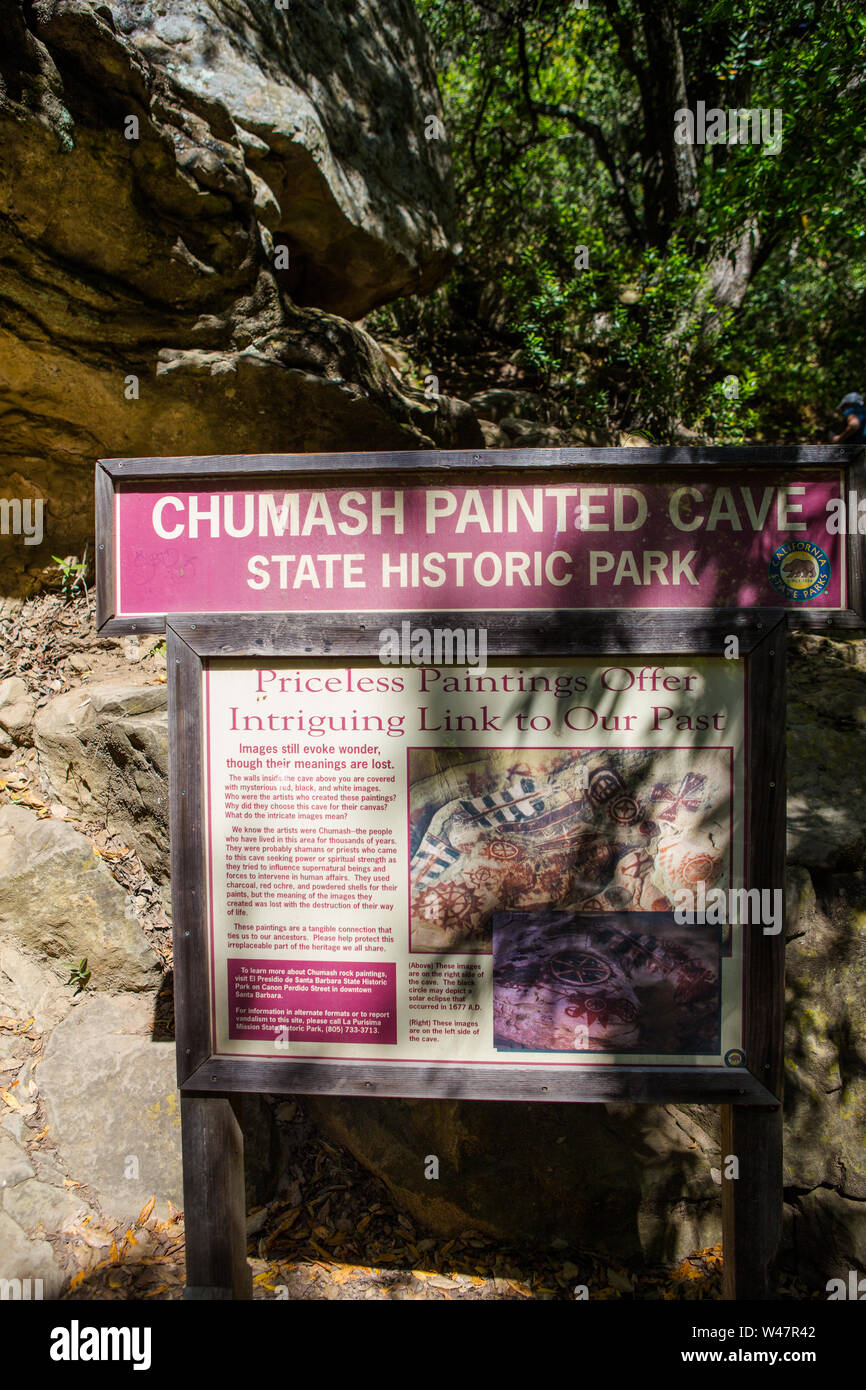 Chumash native American peoples rock art Painted Cave, California State ...