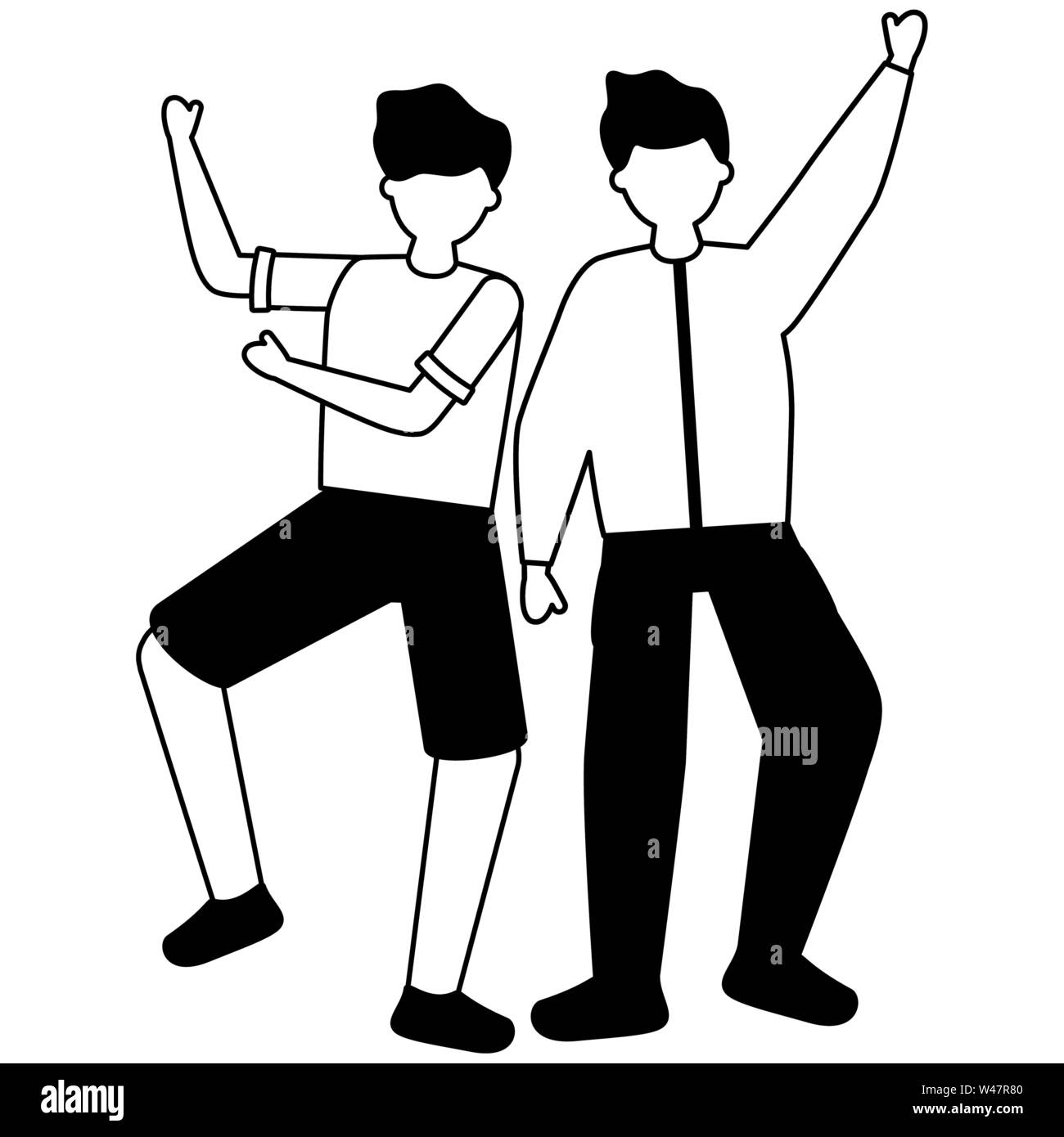 celebrating men hands up characters Stock Vector Image & Art - Alamy