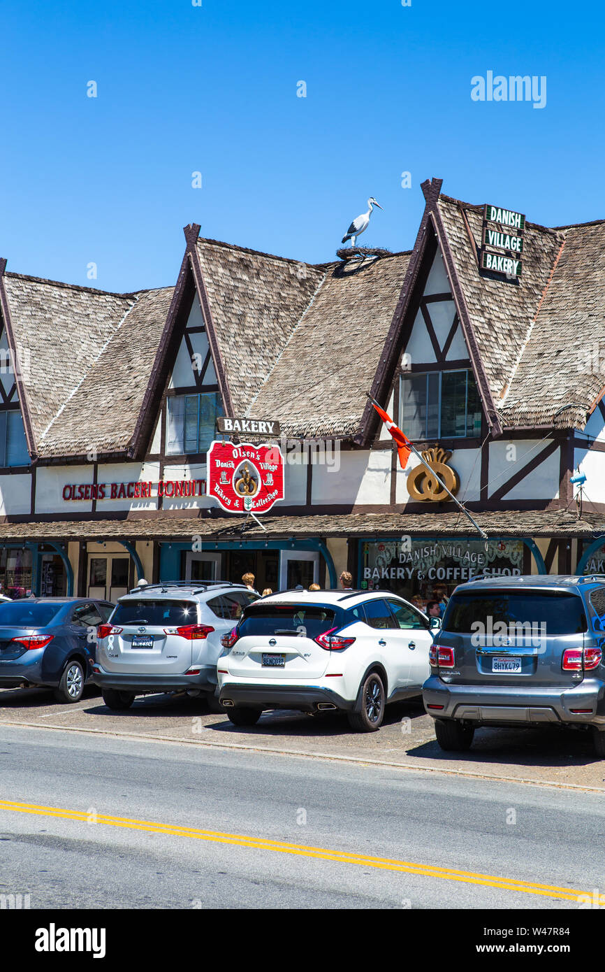 Street view of shops and stores in Solvang California; USA Stock Photo ...
