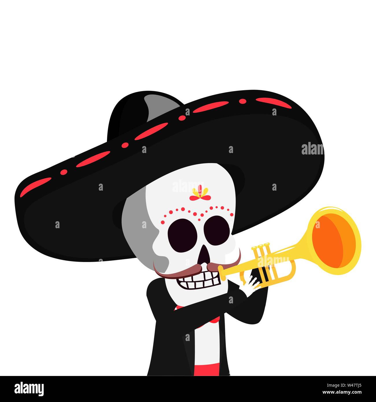 mexican skull mariachi playing trumpet Stock Vector Image & Art - Alamy