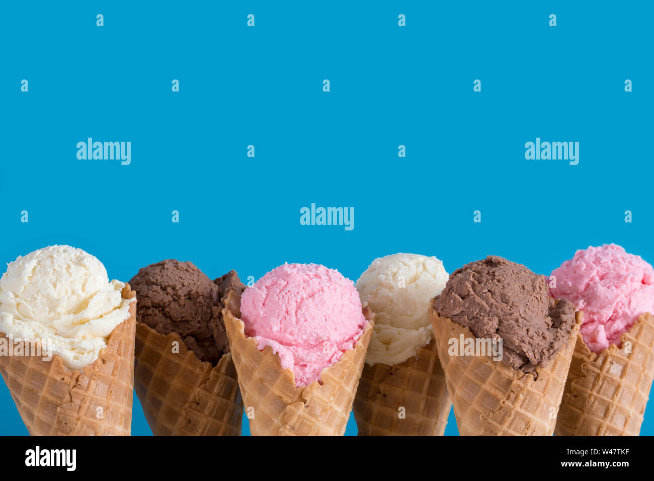 Ice Cream Cones on a Colorful Background Stock Photo - Alamy