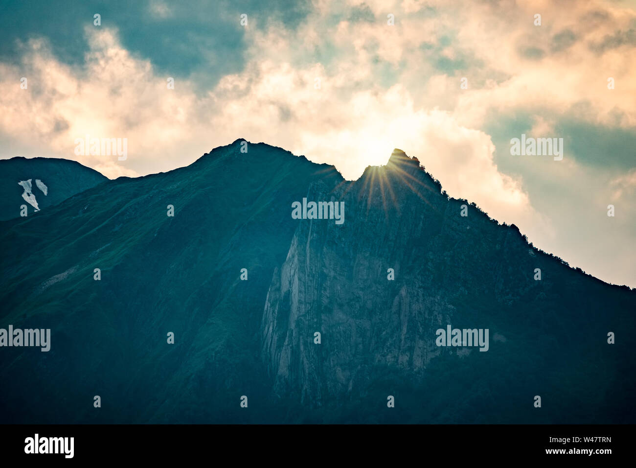 Sun Setting Over Forest High Resolution Stock Photography and Images ...