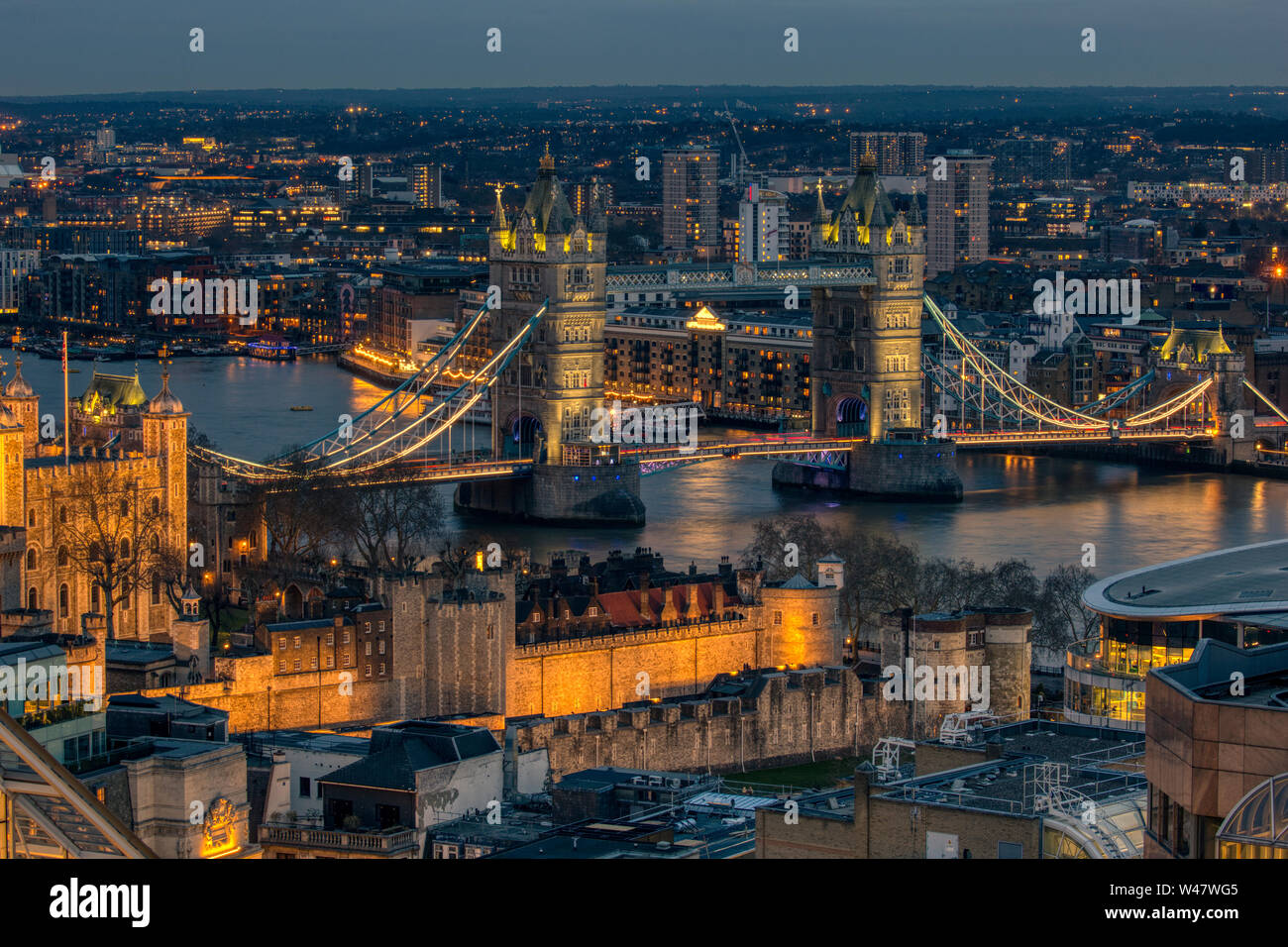 View of Tower Bridge and surrounding buildings from the roof Terrace at ...