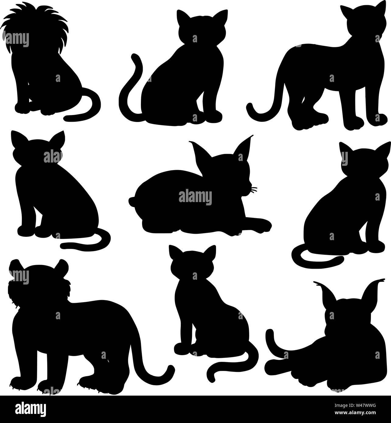 Feline Silhouettes Large Cats Animal Vector Stock Vector Image & Art ...